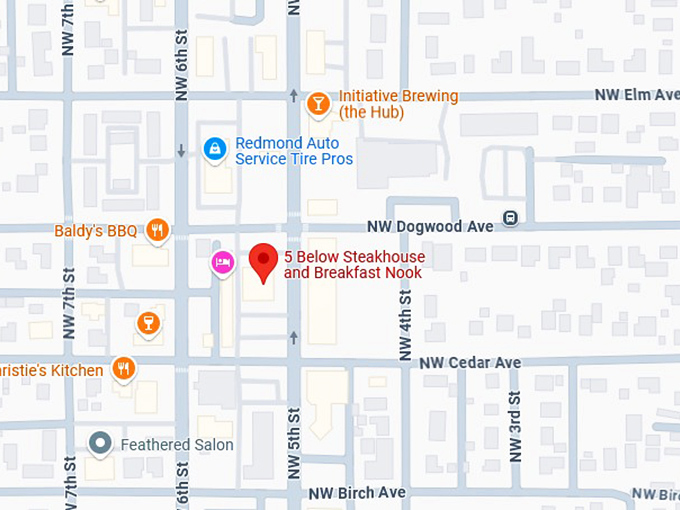 16. 5 below steakhouse and breakfast nook map