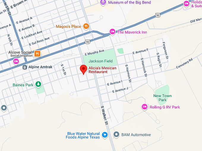 16. alicia's mexican restaurant map