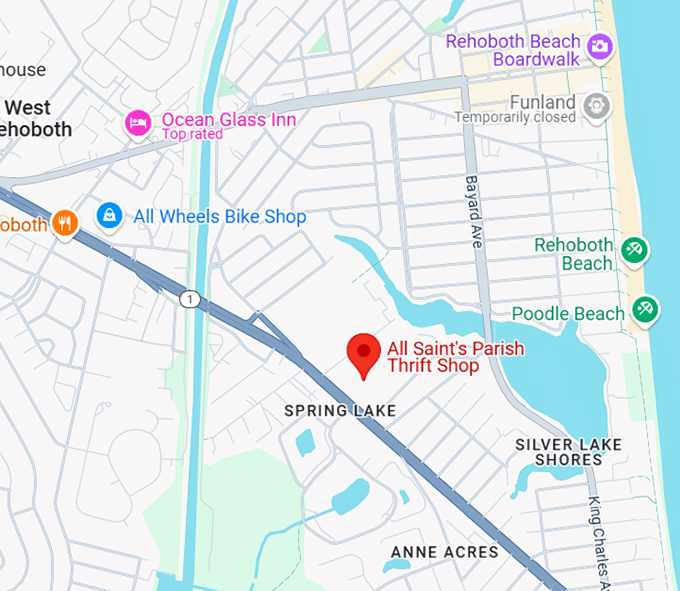 16. all saint's parish thrift shop map