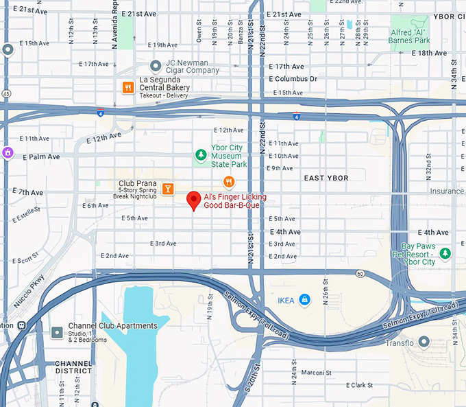 16. al's finger licking good bar b que map