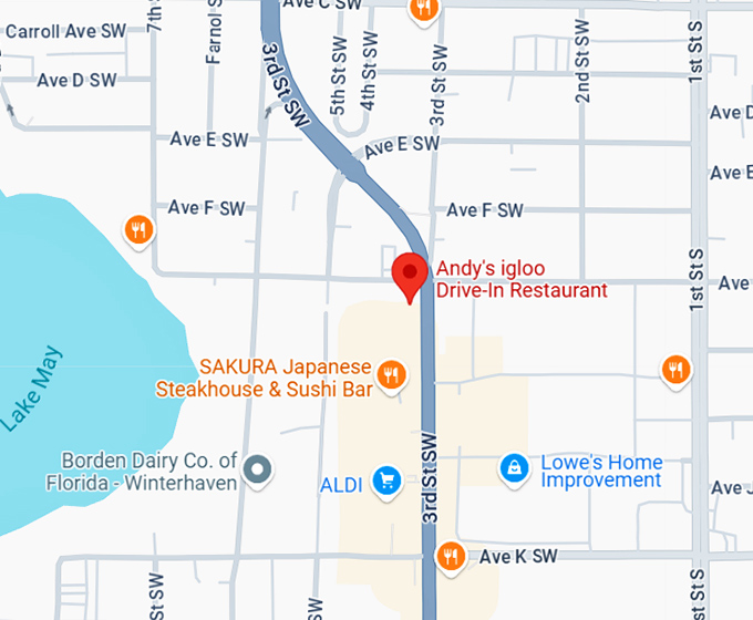 16. andy's igloo drive in restaurant map