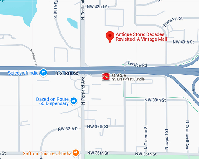 16. antique store꞉ decades revisited, a vintage mall map