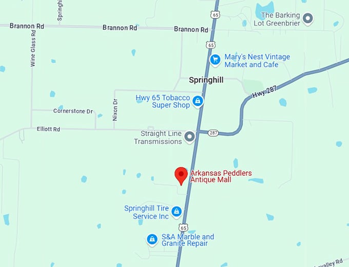 16. arkansas peddlers antique mall map