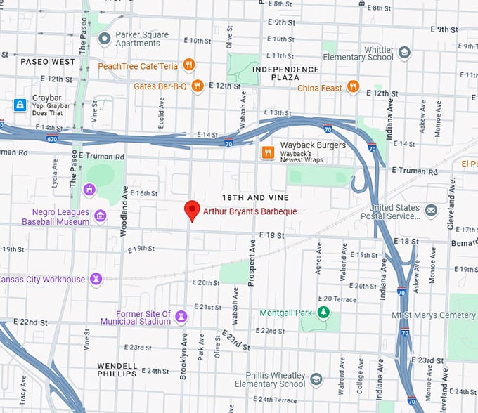 16. arthur bryant's barbeque map