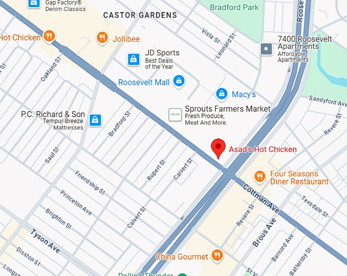 16. asad's hot chicken map