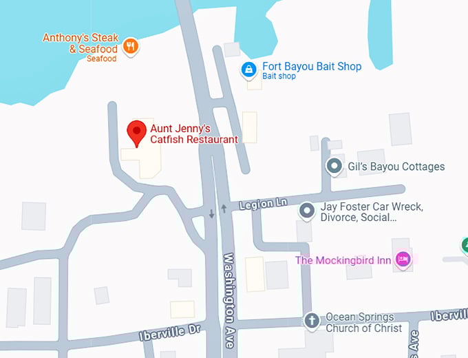 16. aunt jenny's catfish restaurant map