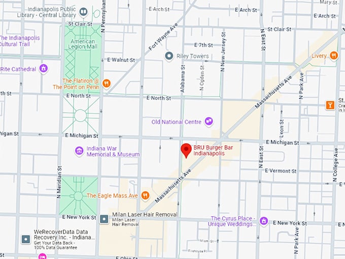 16. bru burger bar indianapolis map