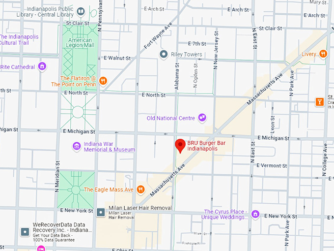 16. bru burger bar indianapolis map