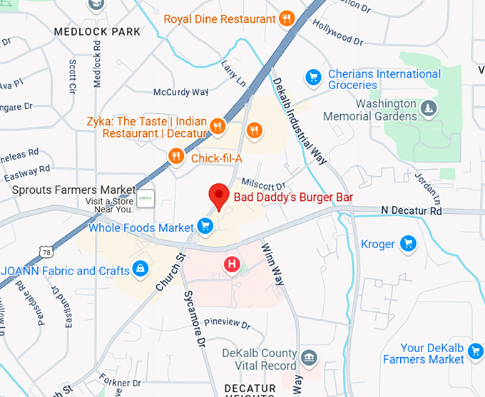 16. bad daddy's burger bar map
