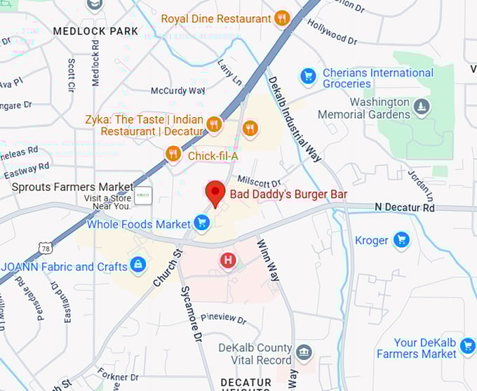 16. bad daddy's burger bar map