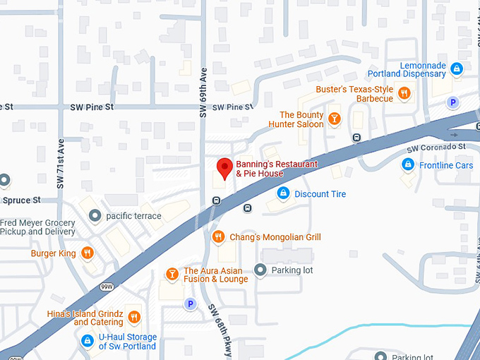 16. banning's restaurant & pie house map