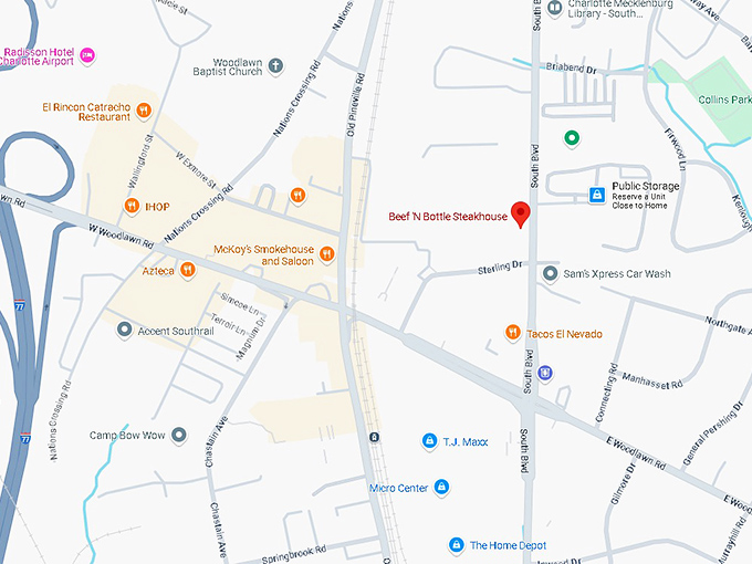 16. beef 'n bottle steakhouse map