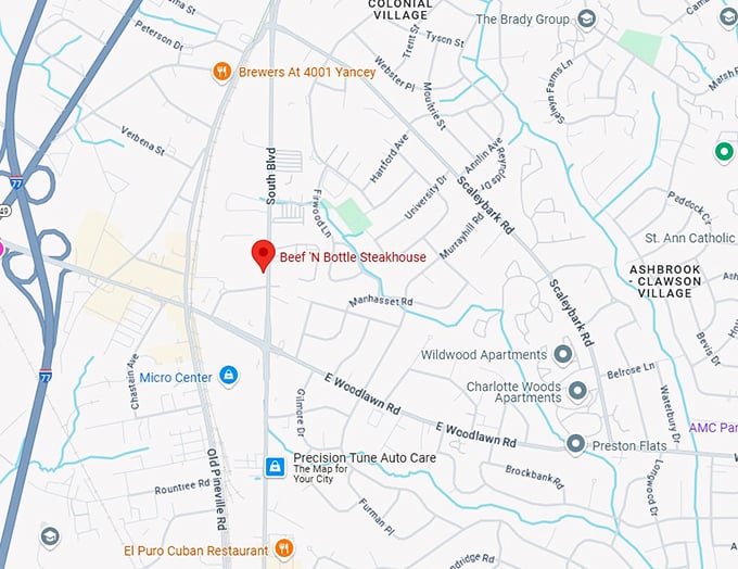 16. beef 'n bottle steakhouse map