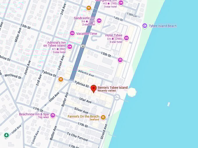 16. bernie's tybee island map