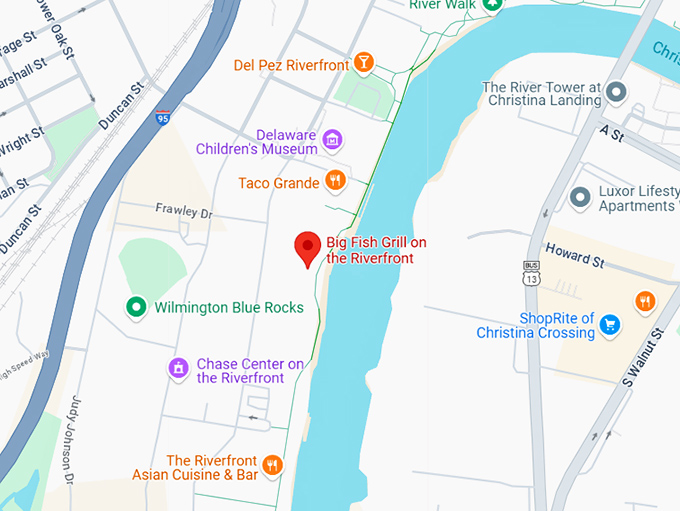 16. big fish grill on the riverfront map