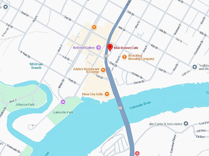 16. blue bonnet cafe map