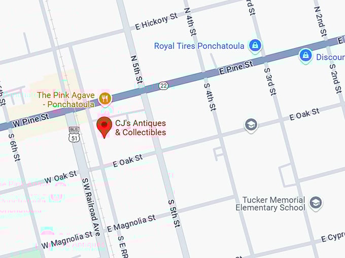 16. c j's antiques & collectibles map