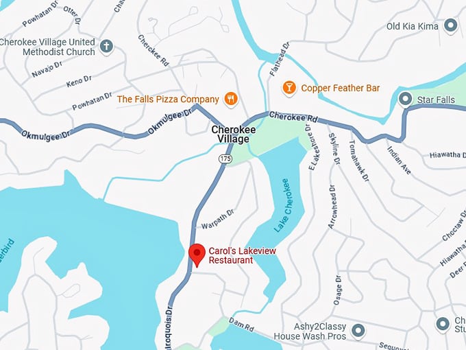 16. carol's lakeview restaurant map