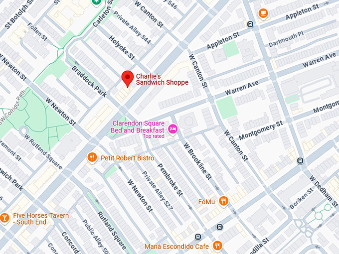 16. charlie's sandwich shoppe map