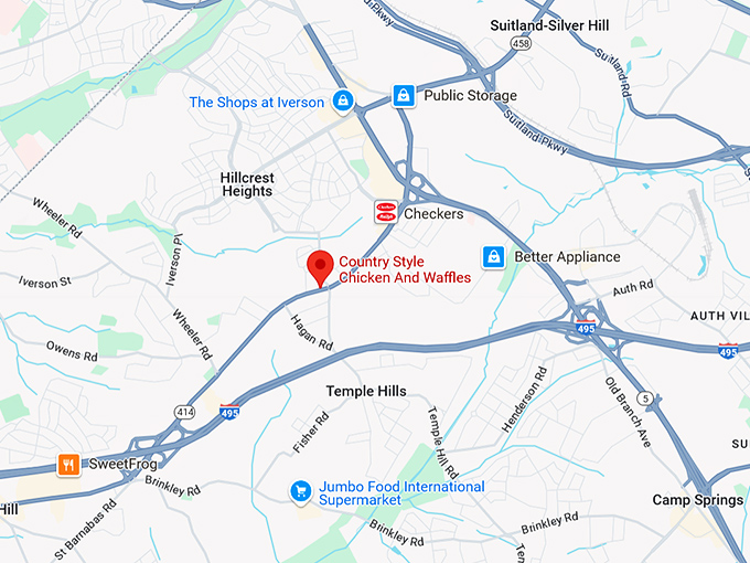 16. country style chicken and waffles map