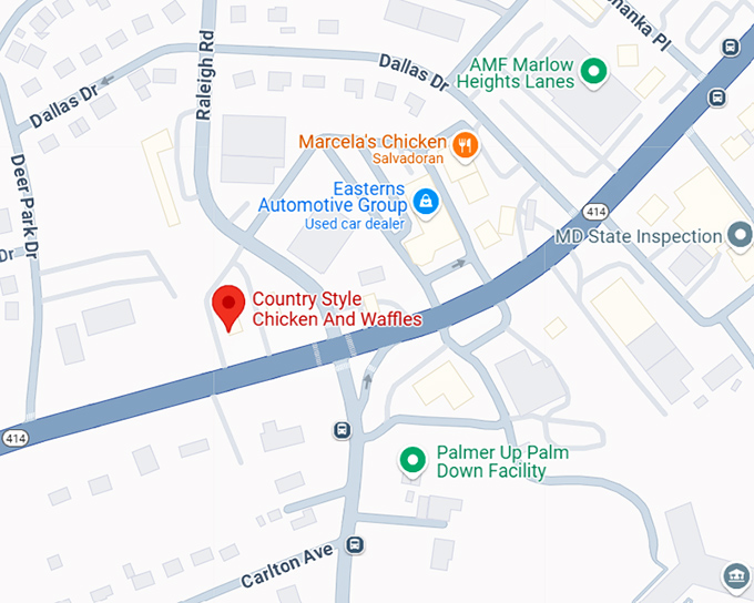 16. country style chicken and waffles map