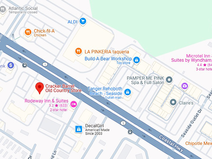 16. cracker barrel old country store map