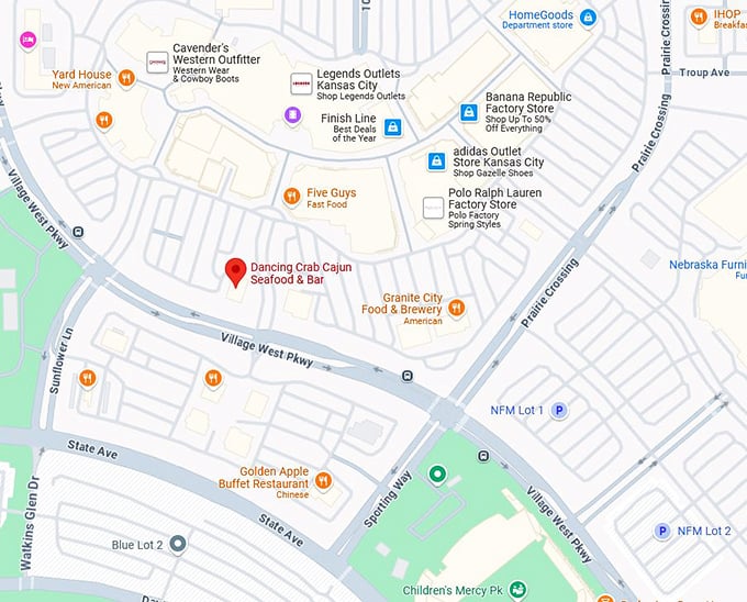 16. dancing crab cajun seafood & bar map