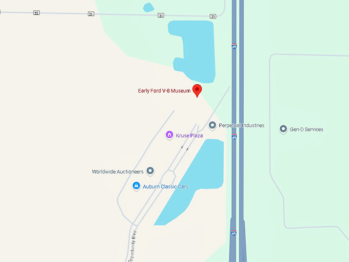 16. early ford v 8 museum map