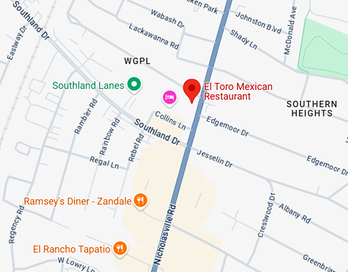 16. el toro mexican restaurant map