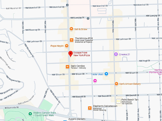 16. escape from new york pizza map