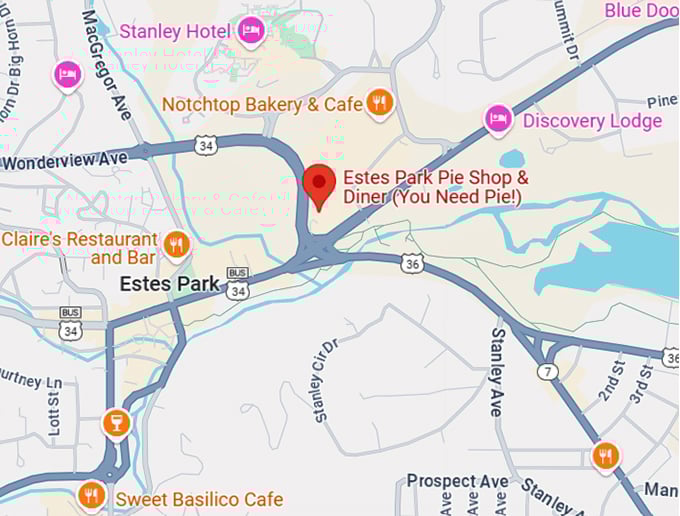 16. estes park pie shop & diner in colorado map
