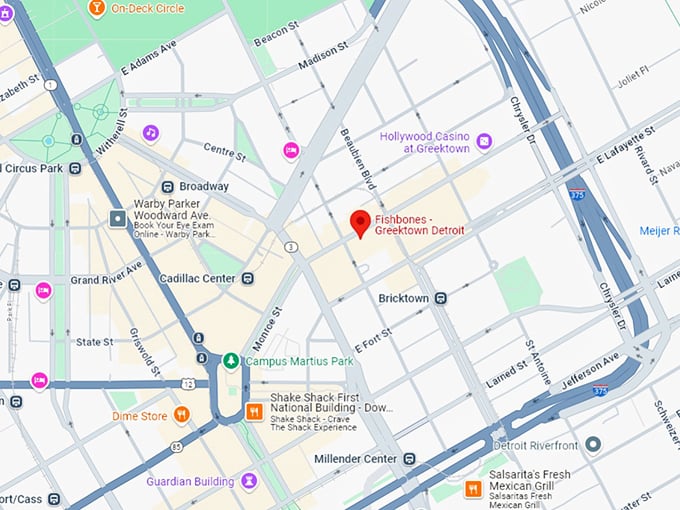 16. fishbones greektown detroit map