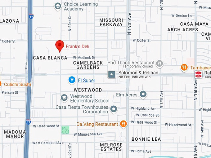 16. frank's deli map