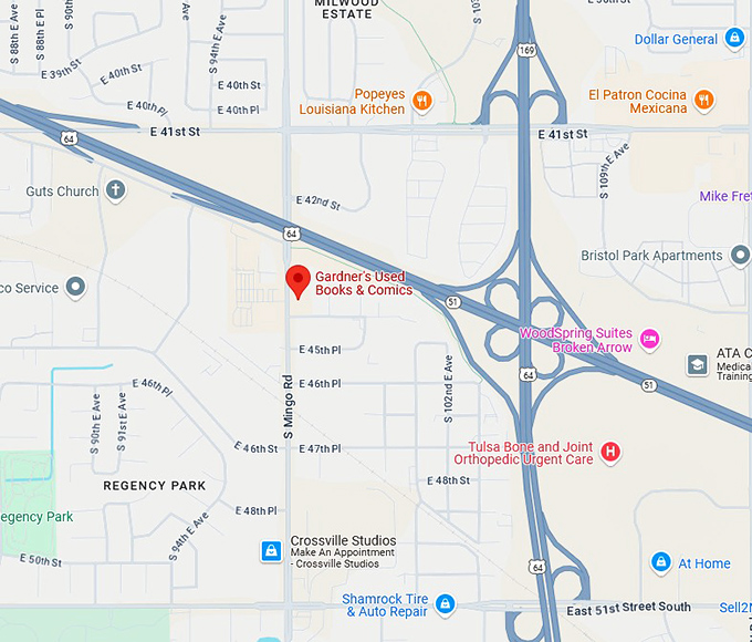 16. gardner's used books & comics map