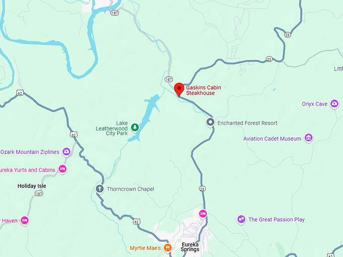16. gaskins cabin steakhouse map
