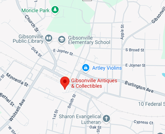 16. gibsonville antiques & collectibles map