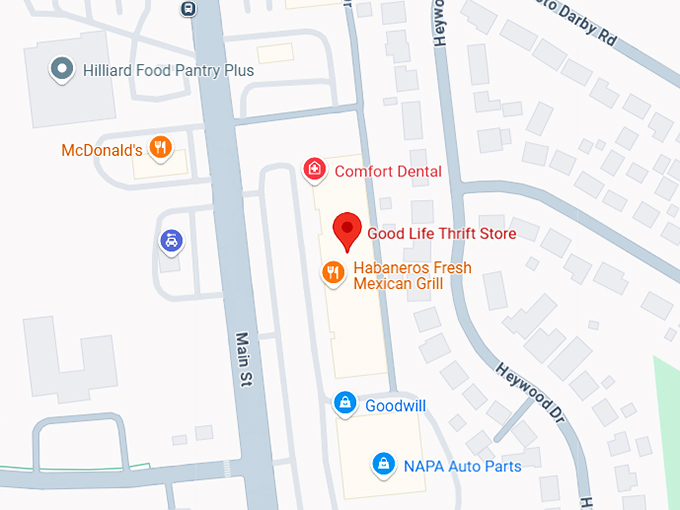 16. good life thrift store (3658 main st) map