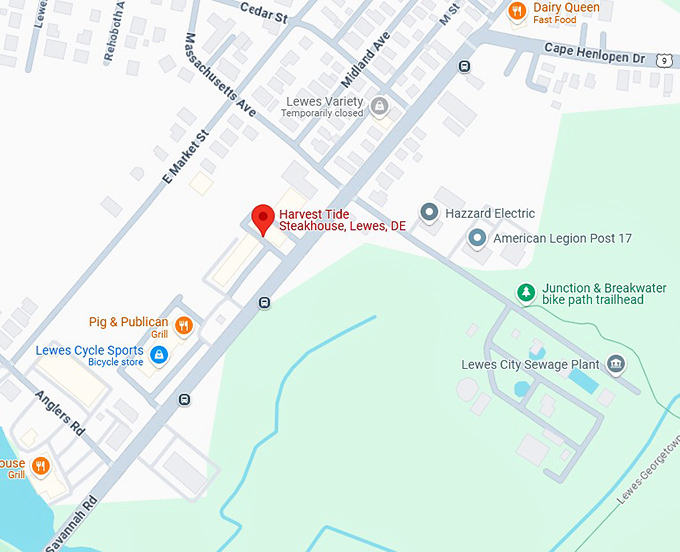 16. harvest tide steakhouse, lewes, de map
