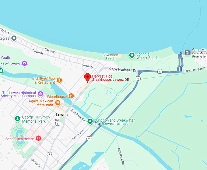 16. harvest tide steakhouse, lewes, de map