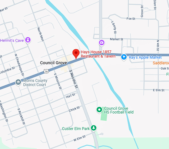 16. hays house 1857 restaurant & tavern map