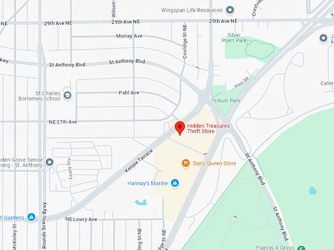 16. hidden treasures thrift store map