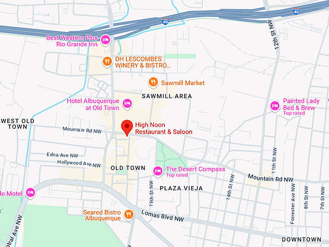 16. high noon restaurant & saloon map