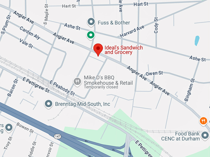 16. ideal's sandwich and grocery map