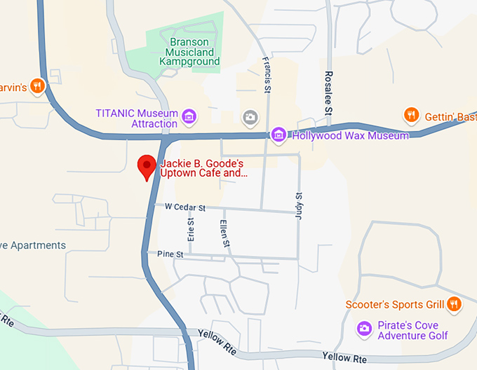 16. jackie b. goode's uptown cafe and dinner theater map