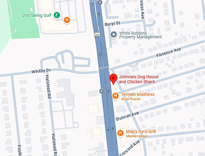 16. johnnies dog house and chicken shack map