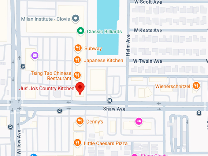 16. jus' jo's country kitchen map