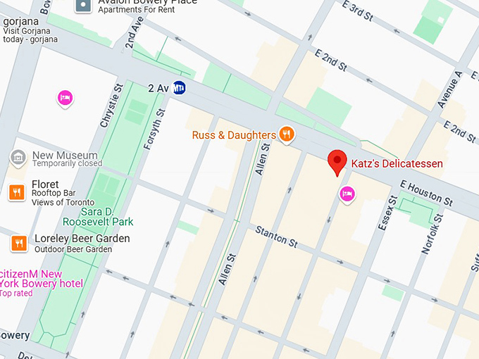 16. katz's delicatessen map