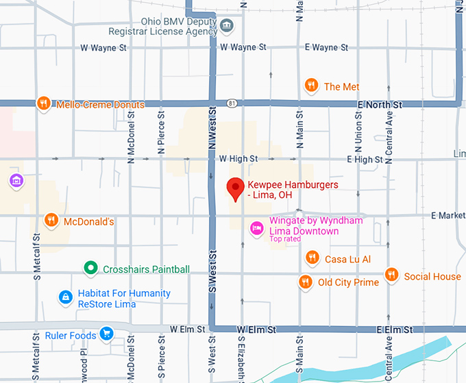 16. kewpee hamburgers lima, oh map