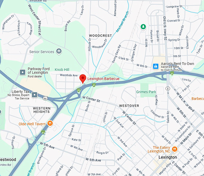 16. lexington barbecue map