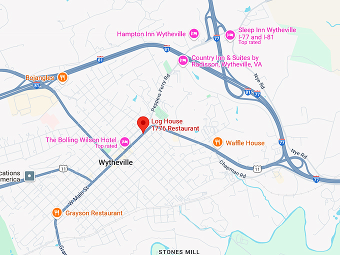 16. log house 1776 restaurant map